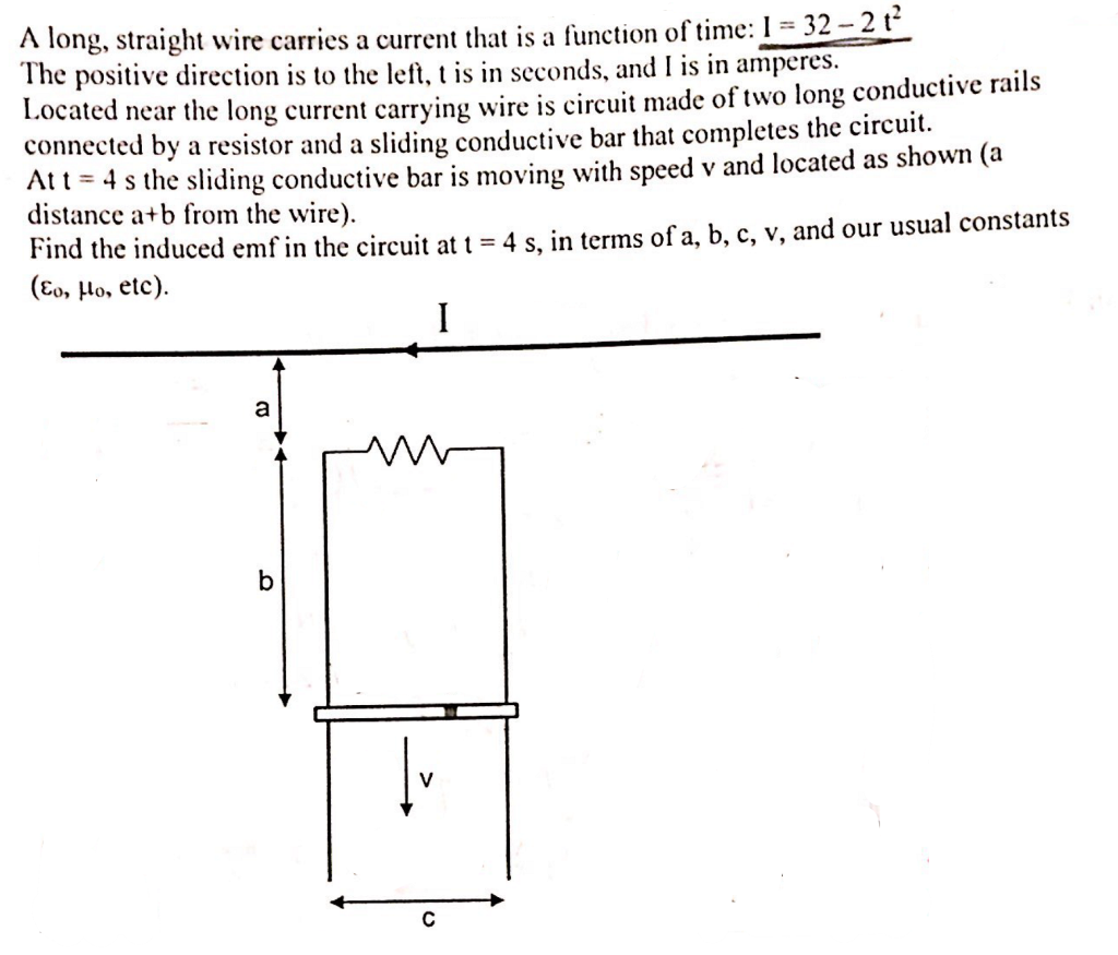Solved A long, straight wire carries a current that is a | Chegg.com