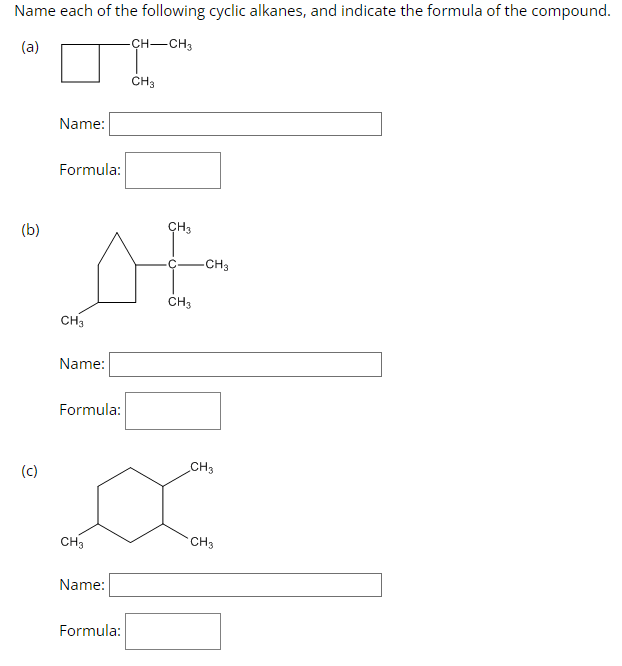 Solved Name each of the following cyclic alkanes, and | Chegg.com