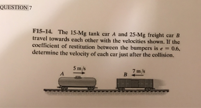 Solved The 15-Mg tank car A and 25-Mg freight car B travel | Chegg.com