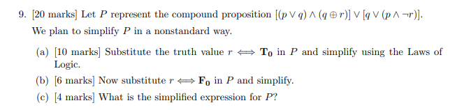 Solved [20 marks] Let P represent the compound proposition | Chegg.com