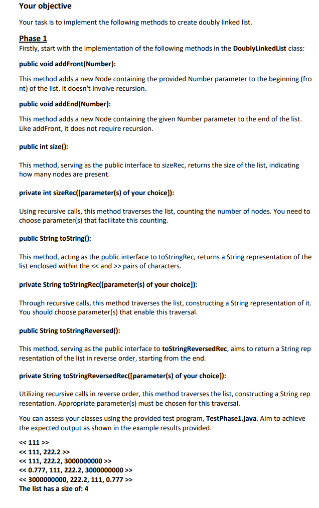 Solved Your objectiveYour task is to implement the following | Chegg.com