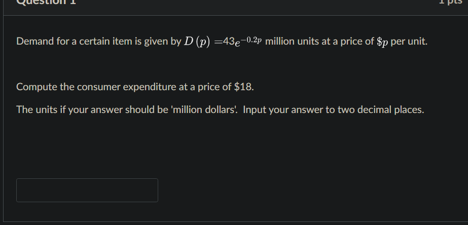 Solved Demand for a certain item is given by D (p) =43e | Chegg.com