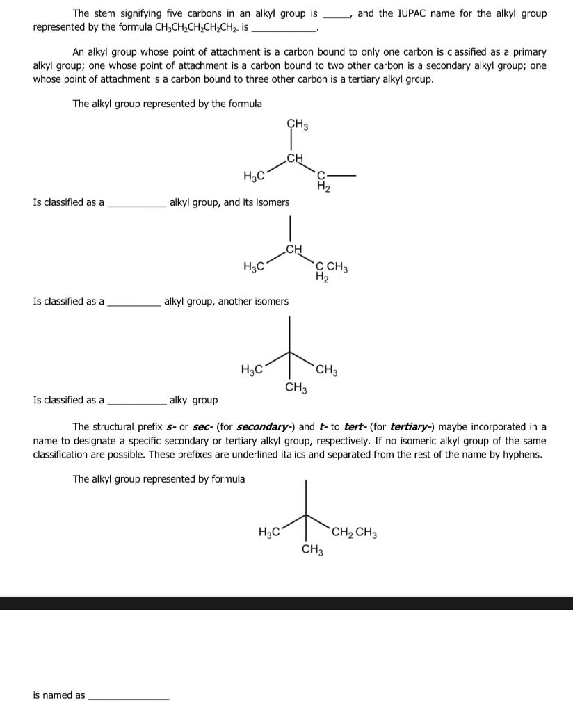Solved # of C atoms Stem # of C atoms Stem 1 2 3 4 Meth Eth | Chegg.com