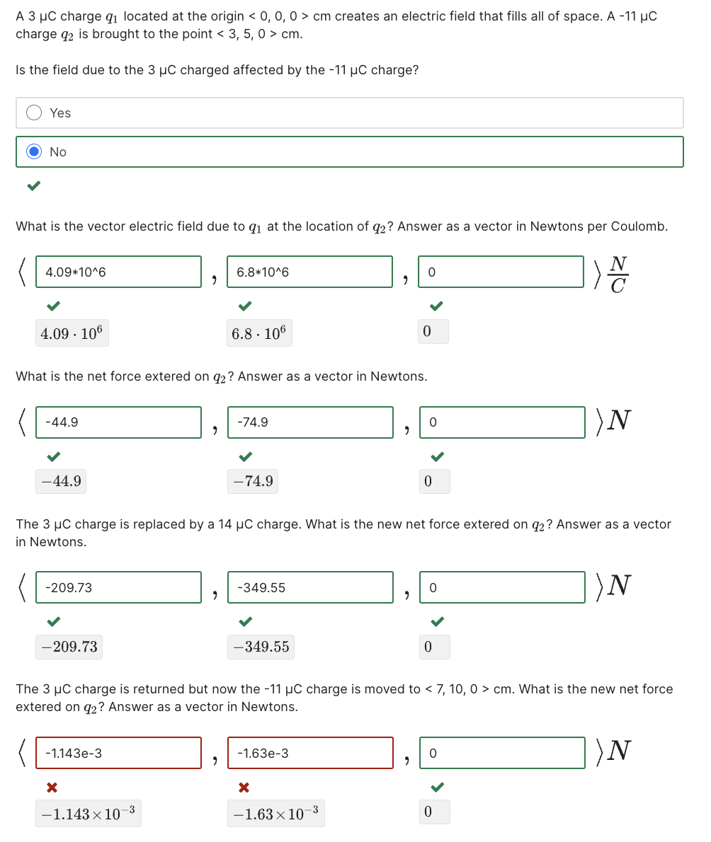 Solved A 3μC charge q1 located at the origin 0,0,0> cm | Chegg.com