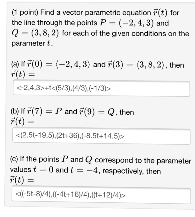 Solved Find a vector parametric equation r(t) for the line | Chegg.com