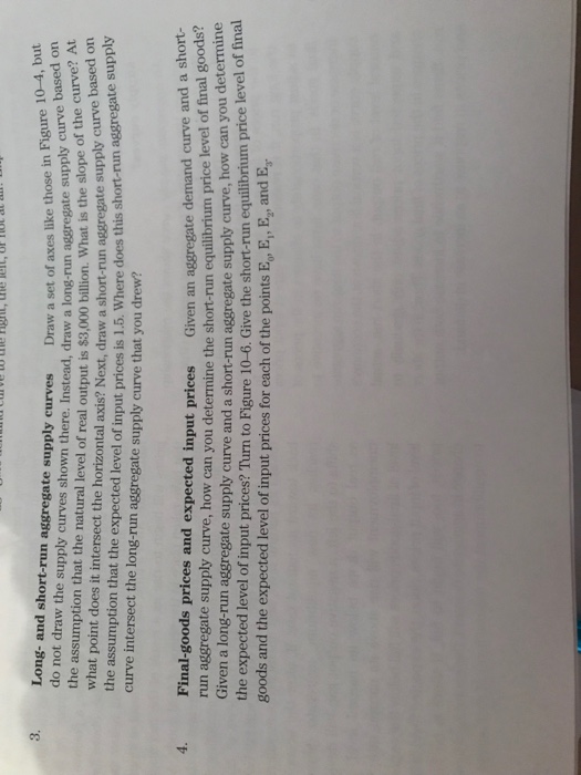 Solved 3. Long- and short-run aggregate supply curves Draw a | Chegg.com