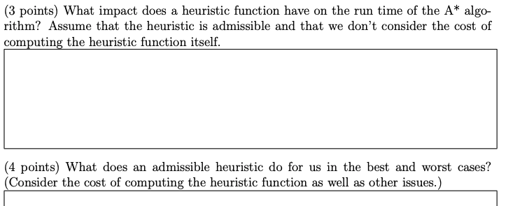 Solved (3 points) What impact does a heuristic function have | Chegg.com