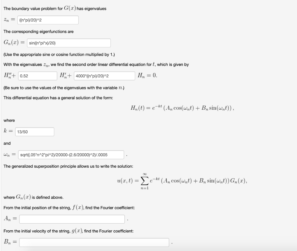 Solved (15 pts) Consider a slightly damped vibrating string | Chegg.com