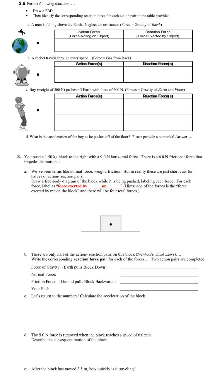 Solved 2.6 For the following situations ... Draw a FBD... | Chegg.com