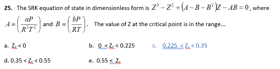 25. The SRK equation of state in dimensionless form | Chegg.com