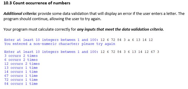 Solved (Count occurrence of numbers) Write a program that | Chegg.com