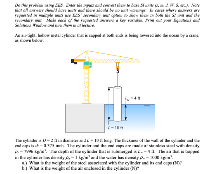 Solved Do this problem using EES. Enter the inputs and | Chegg.com