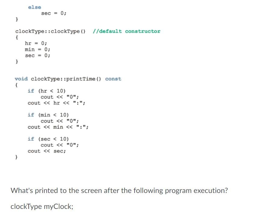 Solved Class Clocktype Public Void Settime Int Int 