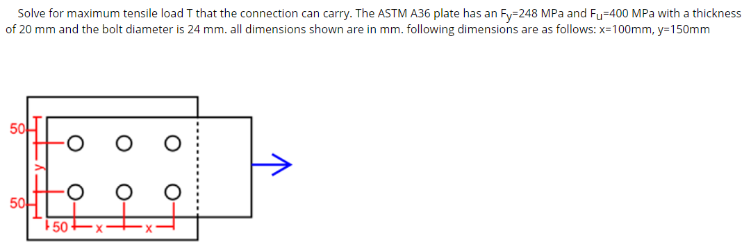 Solved what is the tensile capacity considering bolt bearing | Chegg.com