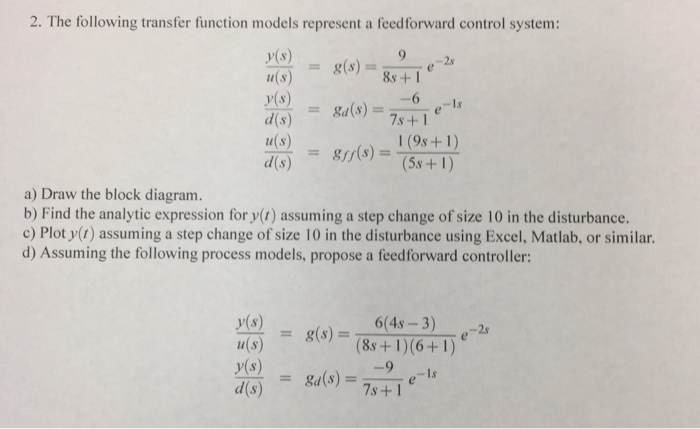 2 The Following Transfer Function Models Represent A 
