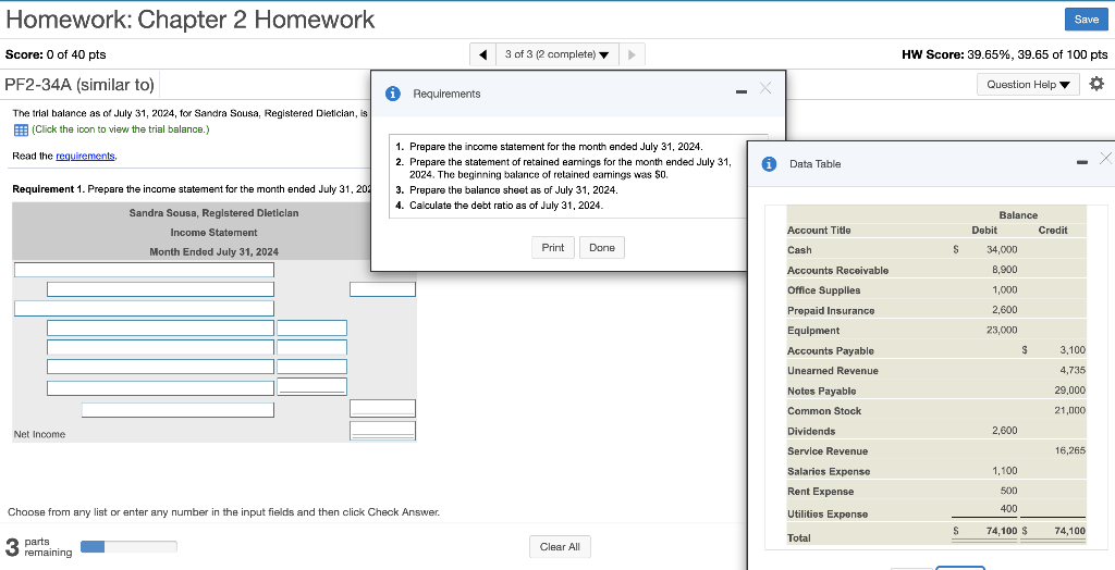 Solved Homework: Chapter 2 Homework Save Score: 0 of 40 pts | Chegg.com