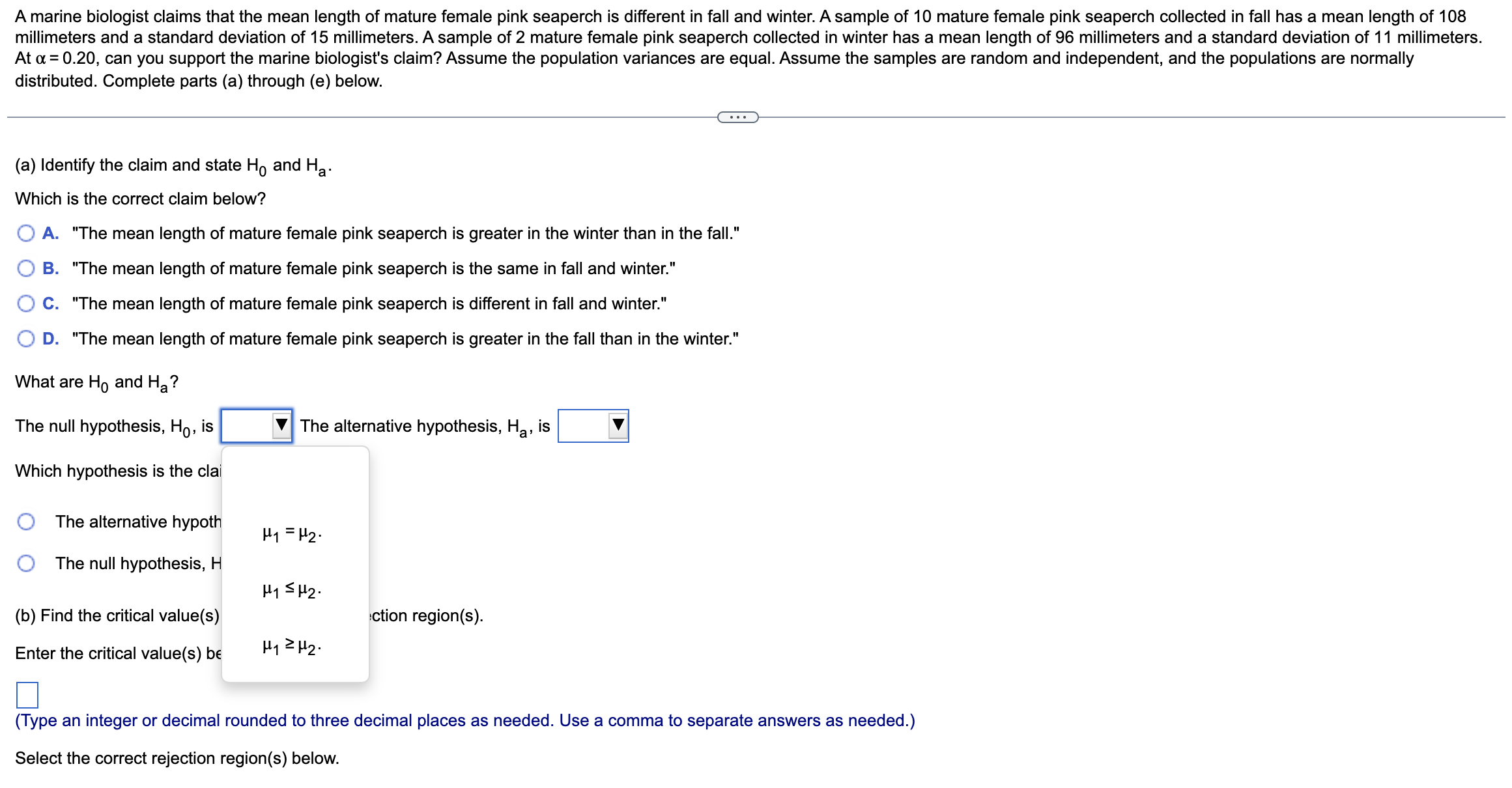 Solved distributed. Complete parts (a) through (e) below. | Chegg.com