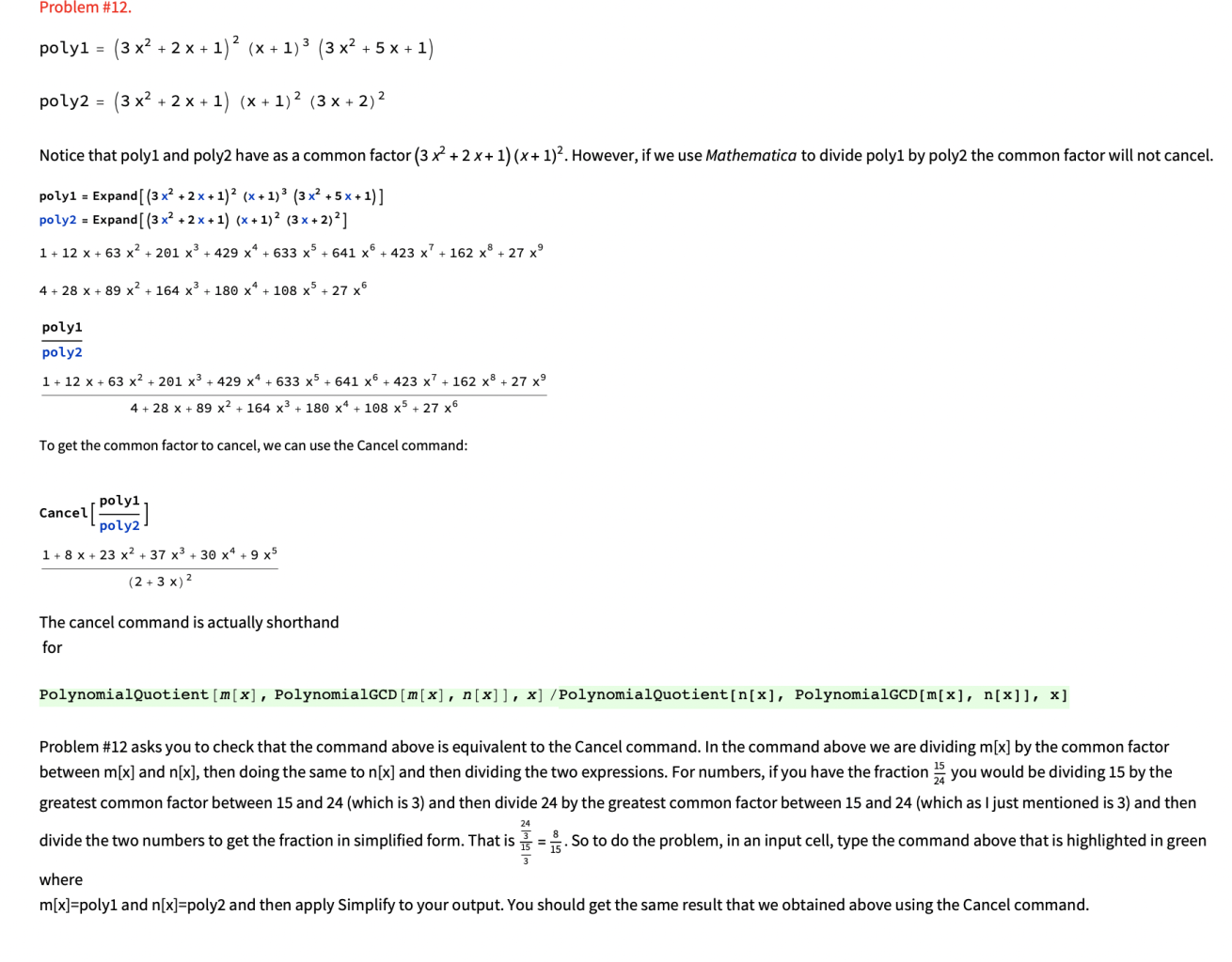 Solved Mathematica as an Algebra Calculator, Polynomial | Chegg.com