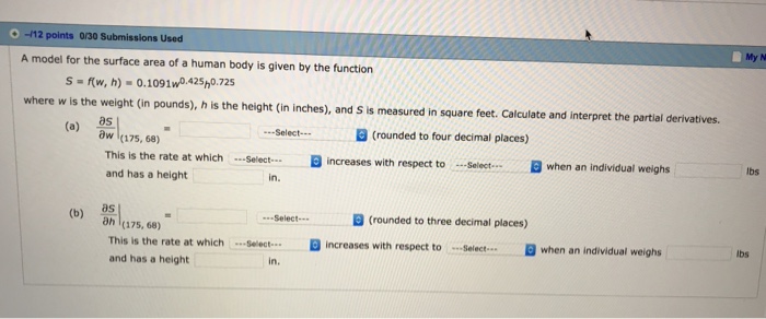 Solved · -12 points 0/30 Submissions used A model for the | Chegg.com