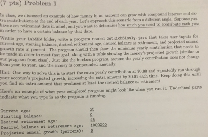 Solved (7 pts) Problem1 In class, we discussed an example of | Chegg.com