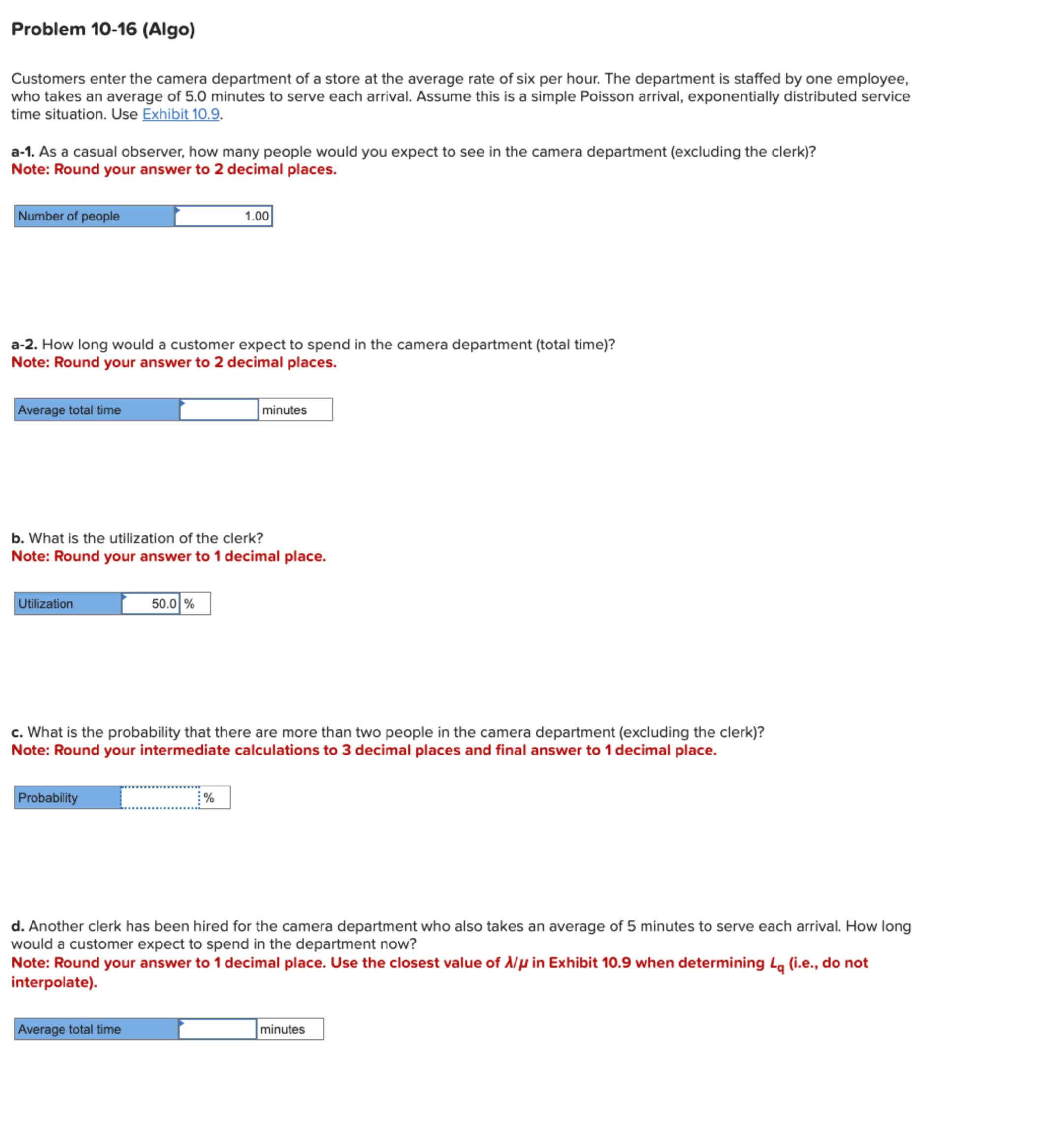 Solved Problem 10-16 (Algo)Customers enter the camera | Chegg.com