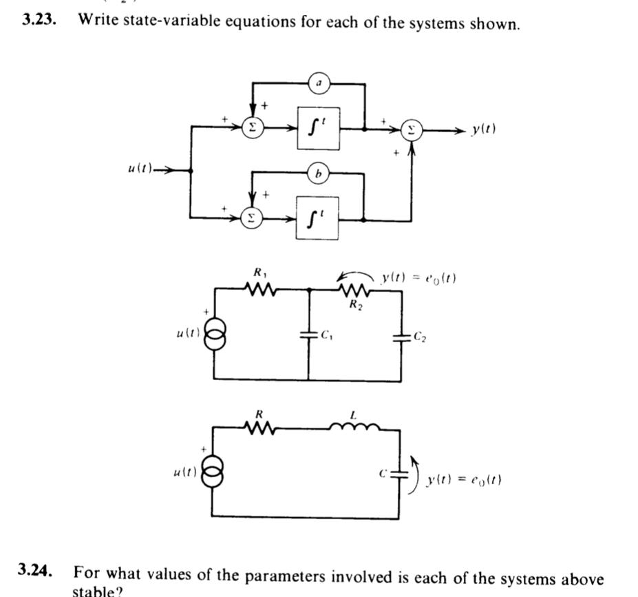 Solved 3.23. Write state-variable equations for each of the | Chegg.com