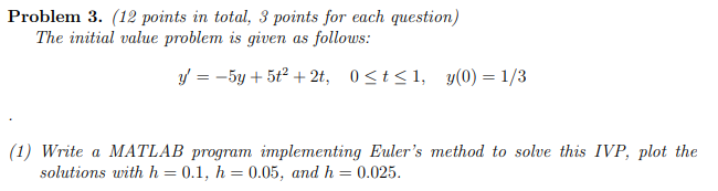 Solved Problem 3. (12 points in total, 3 points for each | Chegg.com