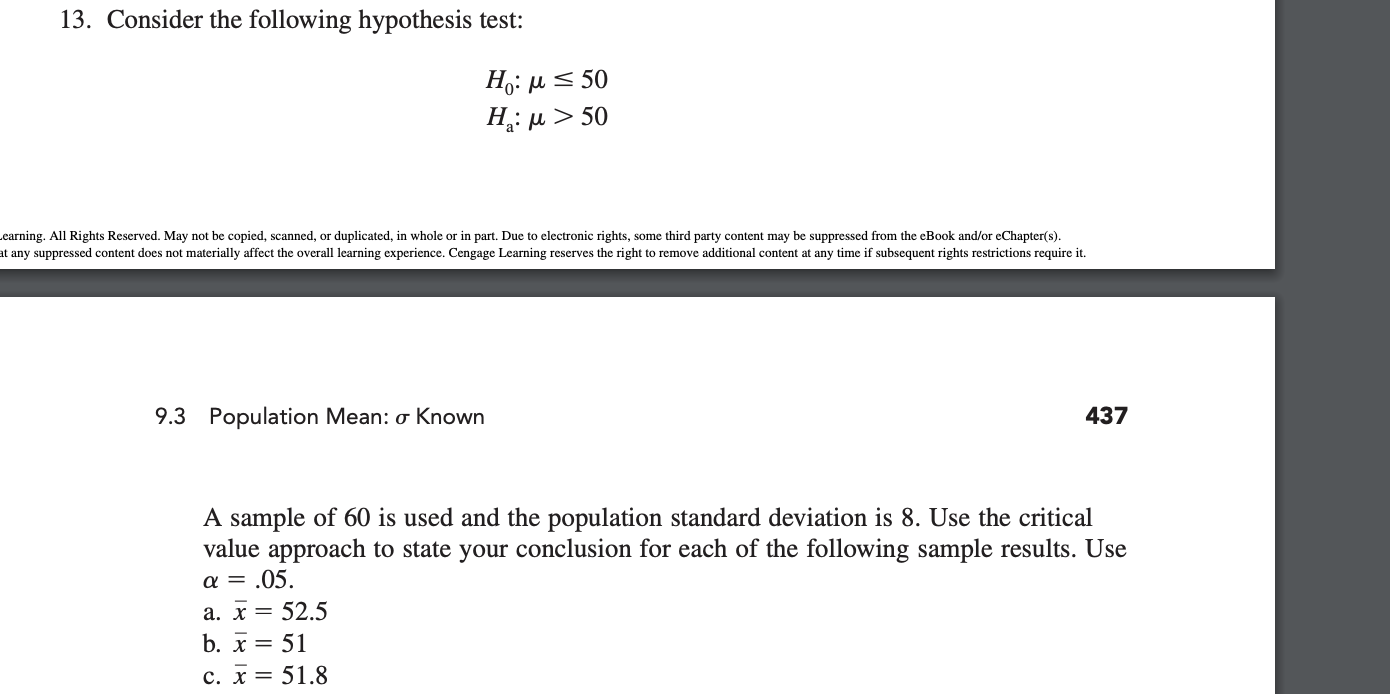 Solved 13. Consider the following hypothesis test: | Chegg.com