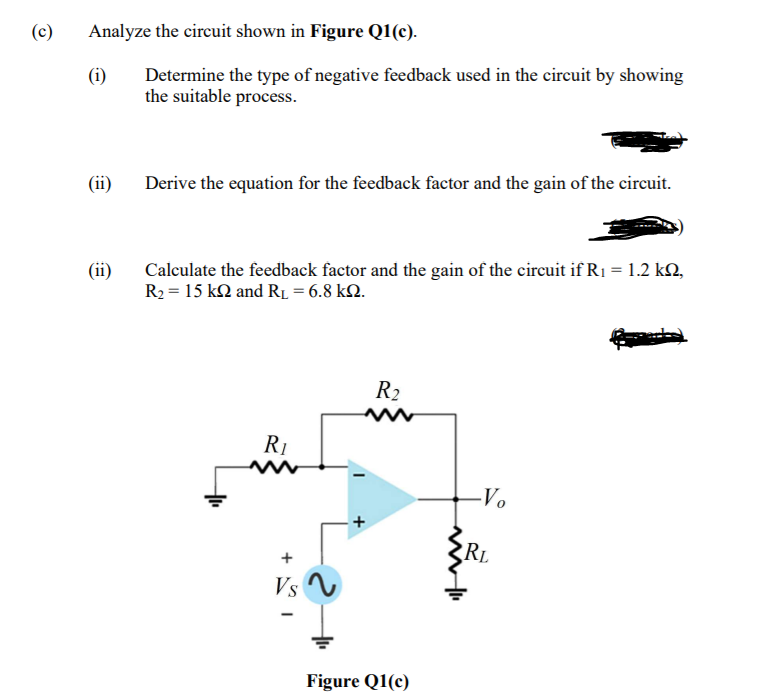 Solved (c) Analyze the circuit shown in Figure Q1(c). (i) | Chegg.com