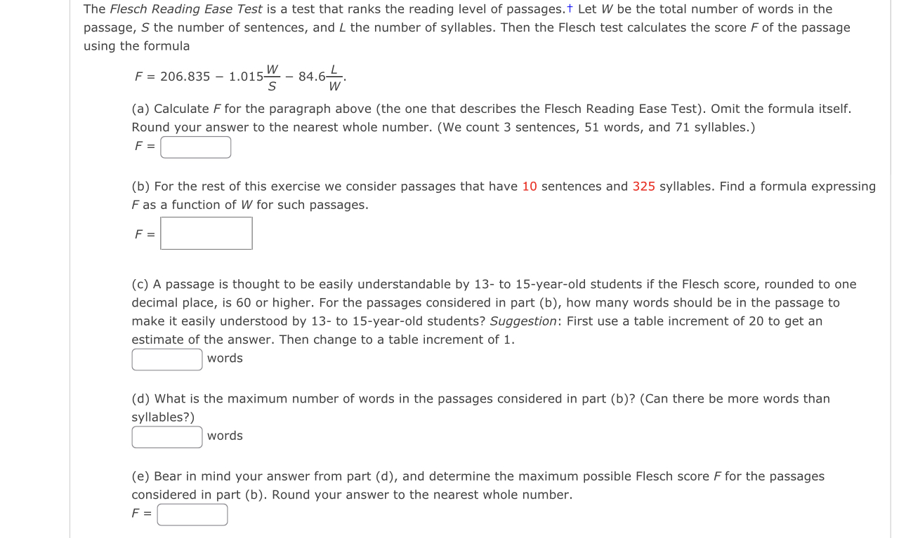 Solved e Flesch Reading Ease Test is a test that ranks the | Chegg.com