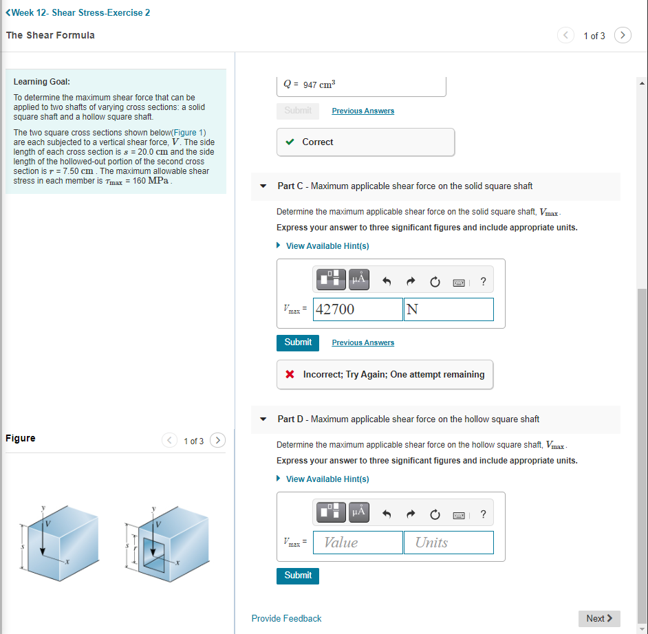 Solved Submit Previous Answers Correct Part C-Maximum | Chegg.com