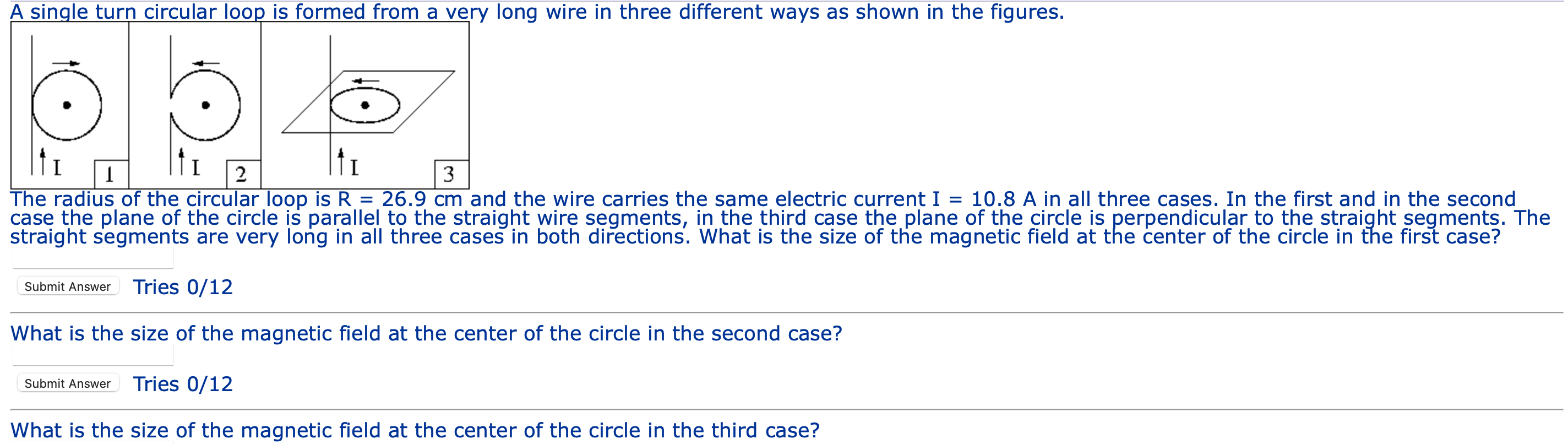 Solved A single turn circular loop is formed from a very | Chegg.com
