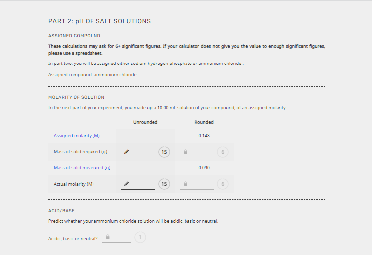 Solved PART 2: pH OF SALT SOLUTIONS ASSIGNED COMPOUND These | Chegg.com