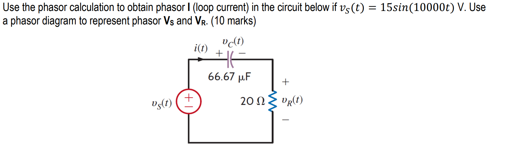 Solved Use the phasor calculation to obtain phasor I (loop | Chegg.com