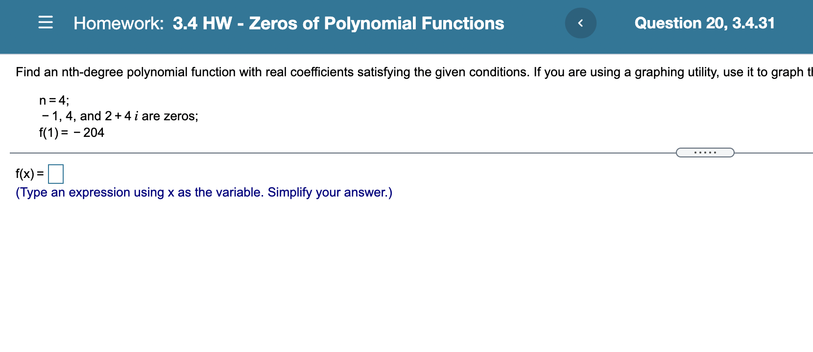 Solved III Homework: 3.4 HW - Zeros of Polynomial Functions | Chegg.com
