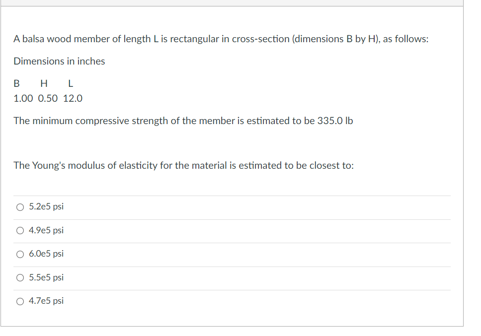 Solved A balsa wood member of length Lis rectangular in | Chegg.com