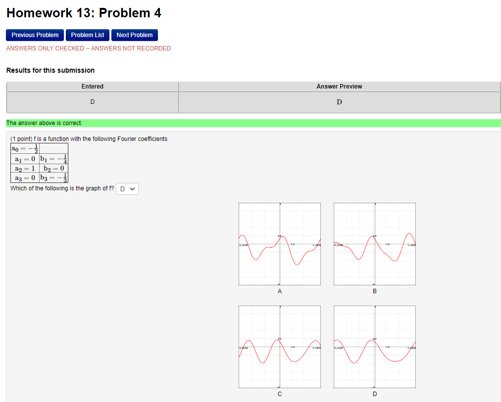 Solved Homework 13 Problem 4 Previous Problem Problem List 4441