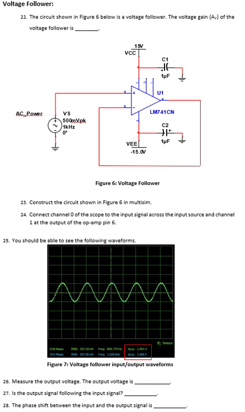 Voltage Follower:The circuit shown in Figure 6 ﻿below | Chegg.com