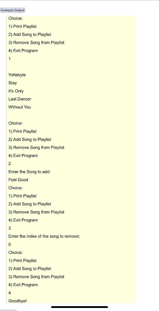 Solved - Create an Arraylist for songs - Create a menu that | Chegg.com Solved - Create an Arraylist for songs - Create a menu that | Chegg.com