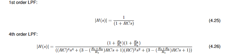 Solved 1st order LPF: ∣H(s)∣=(1+RCs)1 4th order LPF: | Chegg.com