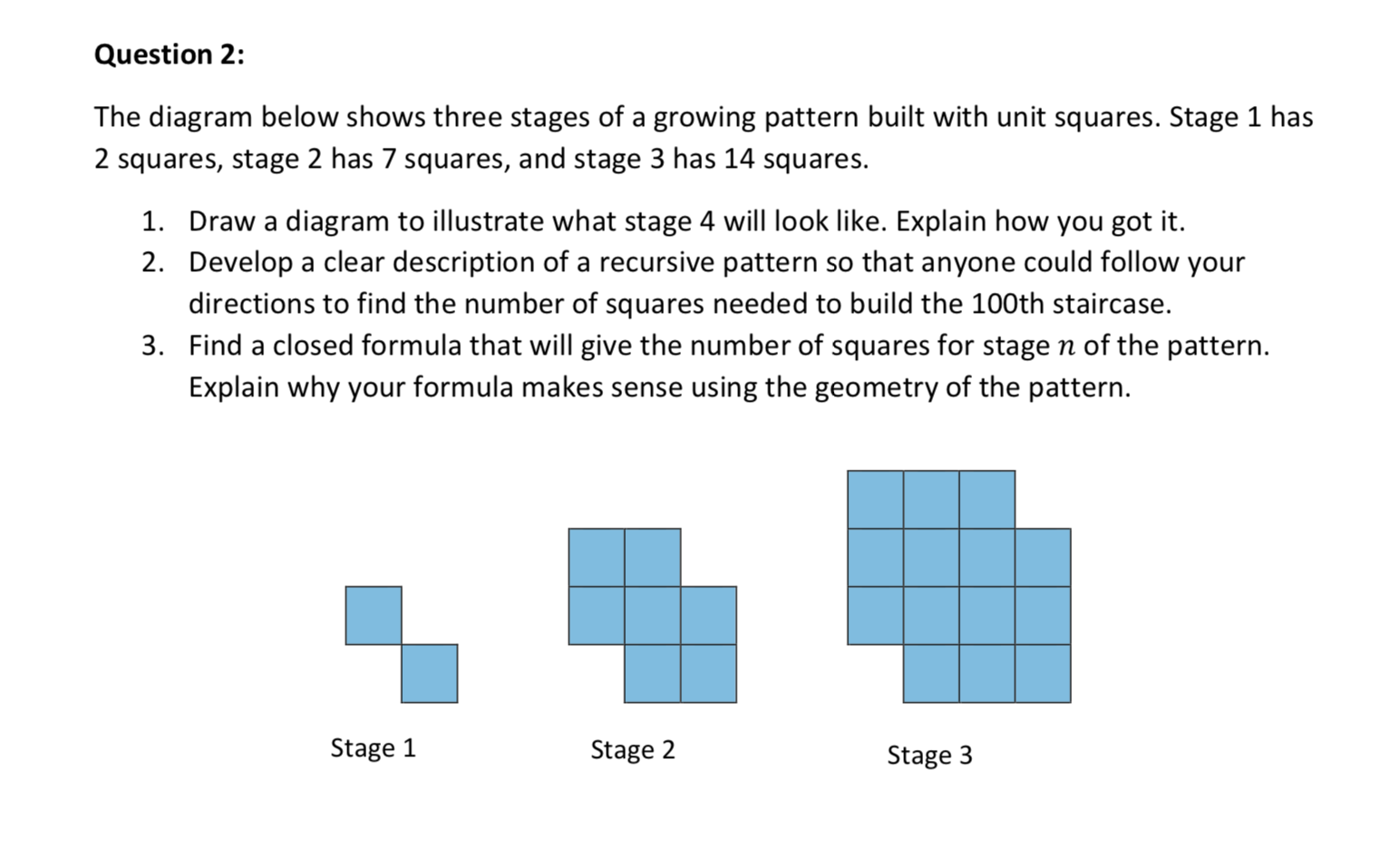 Question 2: The diagram below shows three stages of a | Chegg.com