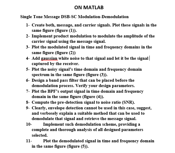 Solved ON MATLAB Single Tone Message DSB-SC | Chegg.com