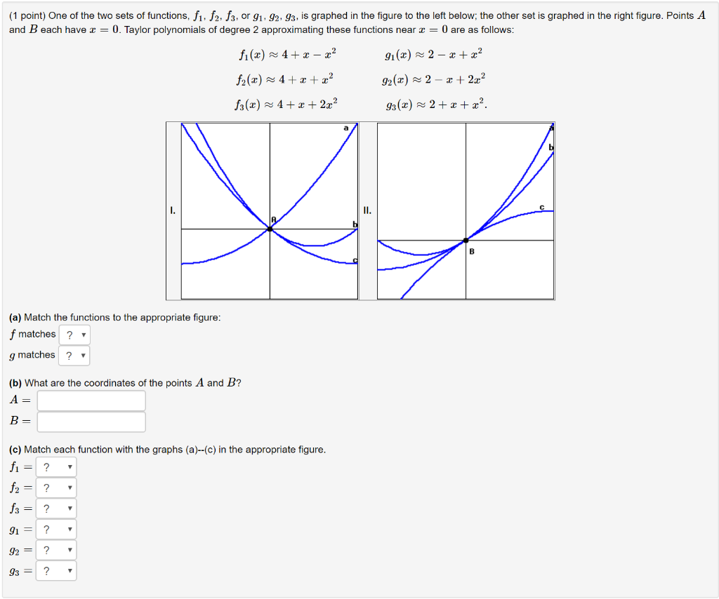 Solved (1 point) One of the two sets of functions, fi, f2. | Chegg.com