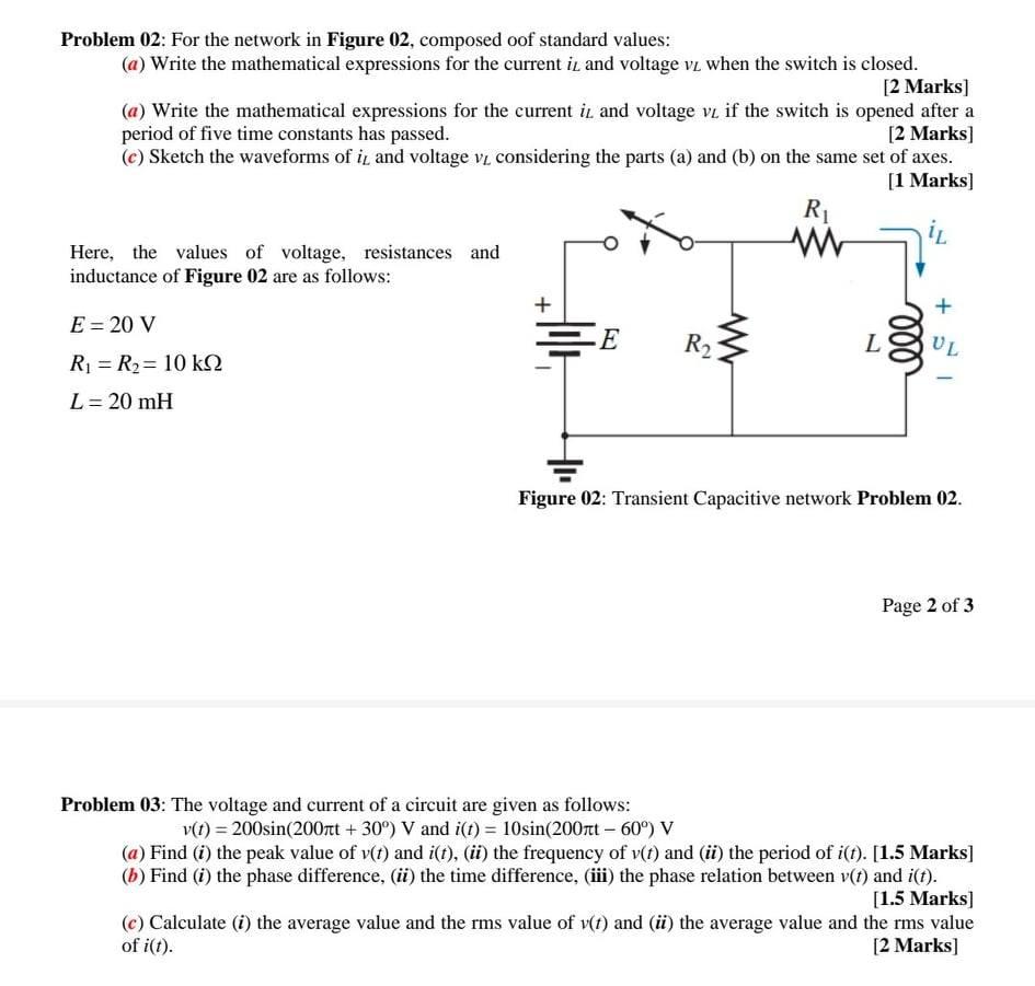 Solved Problem 02: For the network in Figure 02, composed | Chegg.com