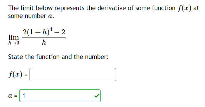 Solved The limit below represents the derivative of some | Chegg.com