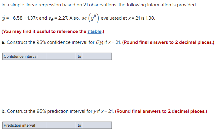 Solved In a simple linear regression based on 21 | Chegg.com