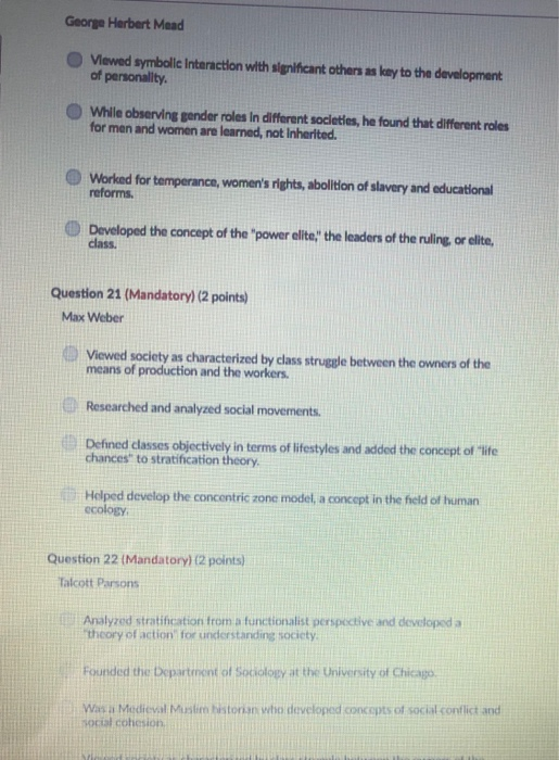 Solved George Herbert Mead Viewed symbolic Interaction with | Chegg.com