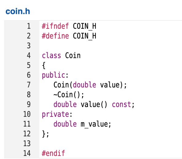 Solved coin.h #ifndef COIN H #define COIN_H Nm O 1 2 3 4 5 6 | Chegg.com