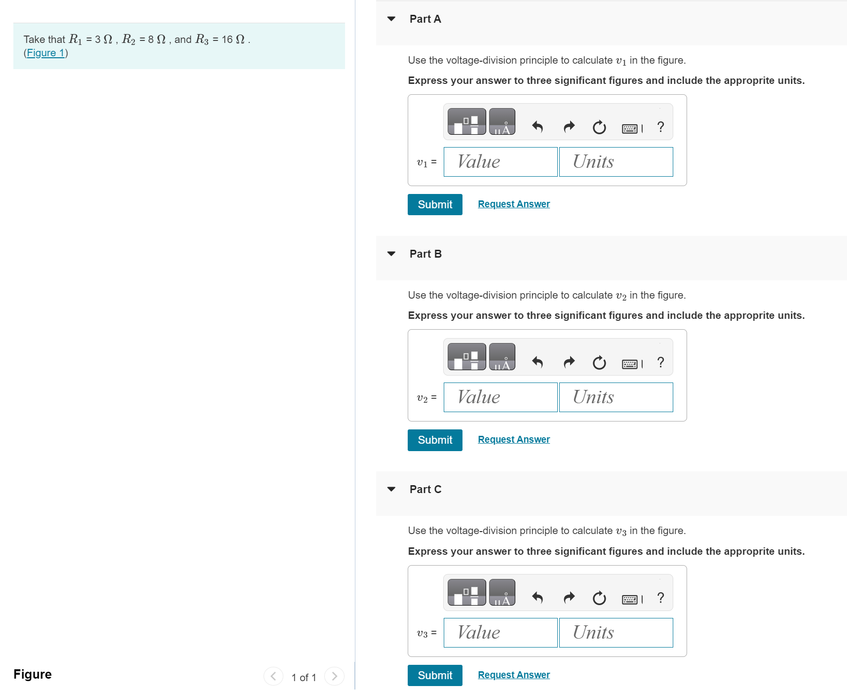Solved Take that R1=3Ω,R2=8Ω, and R3=16Ω. (Figure 1) Use the | Chegg.com