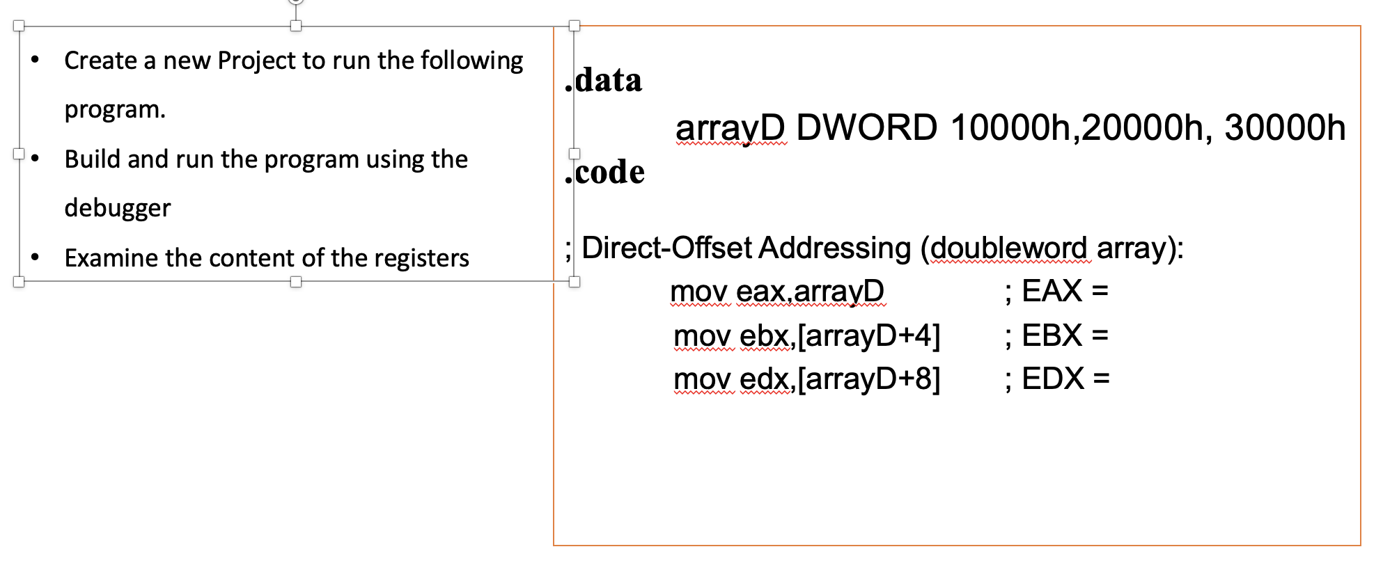 Solved Create a new Project to run the following .data | Chegg.com
